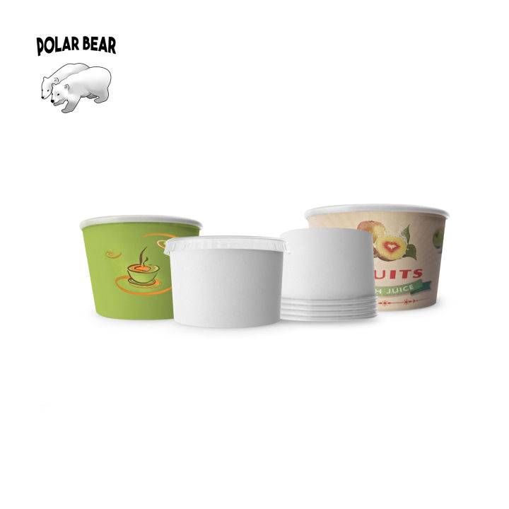 Disposable Plain and Printed Paper Bowl with Lid - Pack of 50 (220cc ...