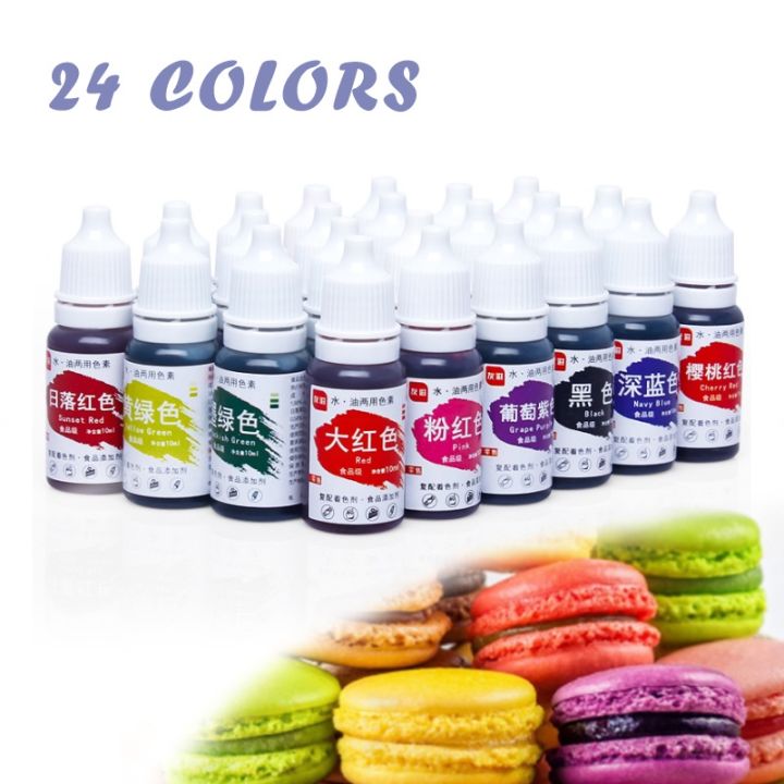 24 Colors 10ML/Bottle Cream Cake Food Coloring Ingredients Fondant ...