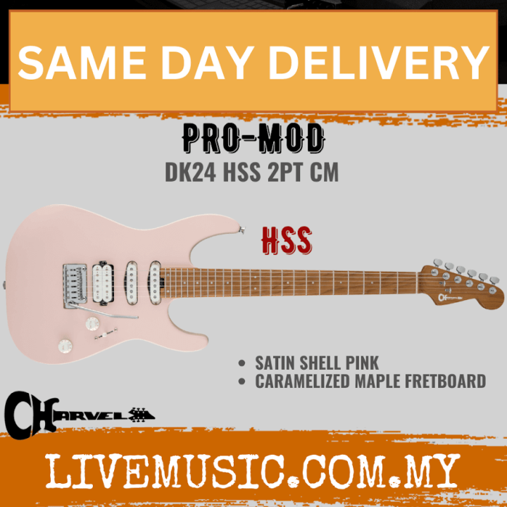 Charvel Pro-Mod DK24 HSS Electric Guitar, Maple FB, Shell Pink | Lazada