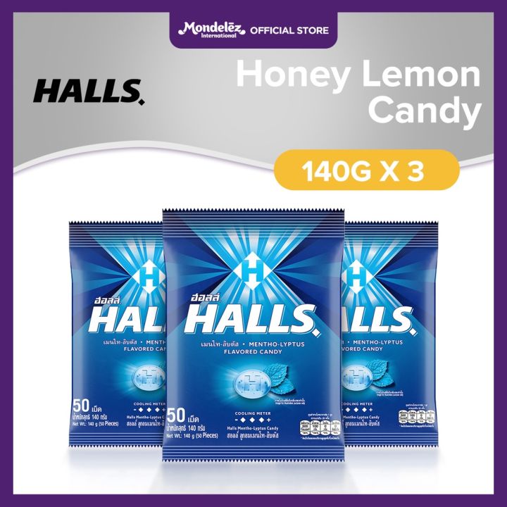 Halls Hard Candy 50 pcs - Mentho-lyptus Flavor 140g Mouth Freshener and Cooling Sensation (Set ...
