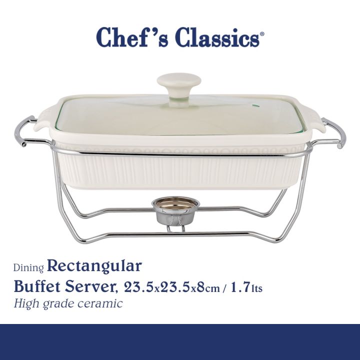 Chef's Classics Dining Ceramic Rectangular Buffet Food Server, 27x19 ...