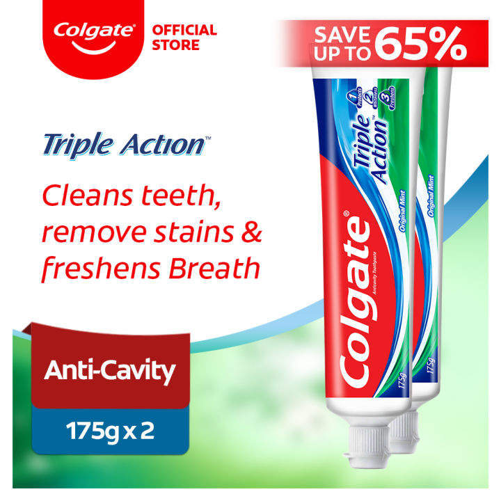 Colgate Triple Action Anti-Cavity Family Toothpaste 175g Twin Pack ...