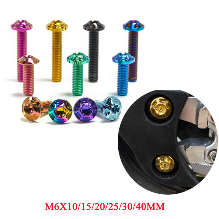 รถจักรยานยนต์ GR5/TC4รถจักรยานยนต์ไทเทเนียม CNC สกรูล้อแม็ก M6X10/15/20/25/30/40มม. สกรูสำหรับ ...