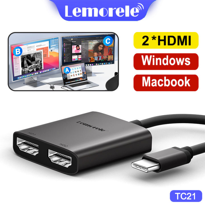 Lemorele Hdmi Splitter Usb C To Dual Hdmi Type C To Hdmi Adapter Laptop ...