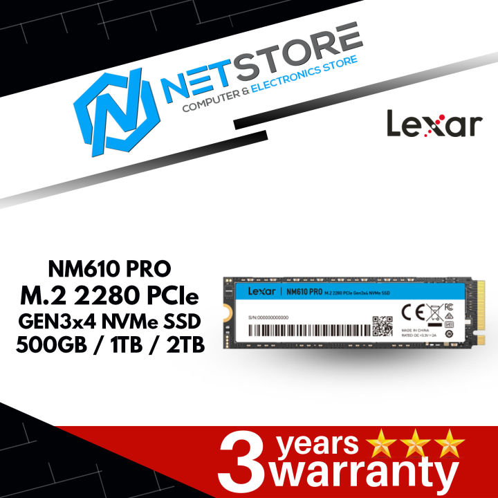 LEXAR NM610 PRO 500GB / 1TB / 2TB M.2 2280 PCIe Gen3x4 NVMe SSD | Lazada