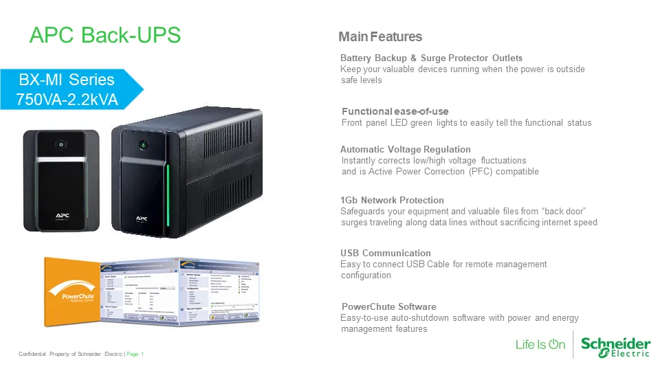 APC Back-UPS 950VA, 230V, AVR, 2 universal & 1 IEC outlets, BX950MI-MS ...