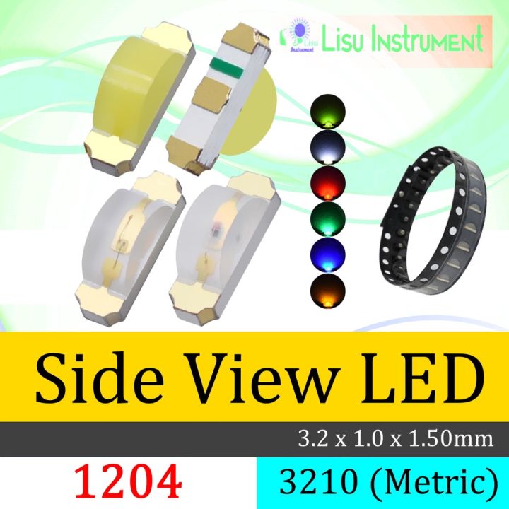 25 BUAH--1204 (3210 Metric) Side View LED SMD 1206 Merah Biru Putih ...