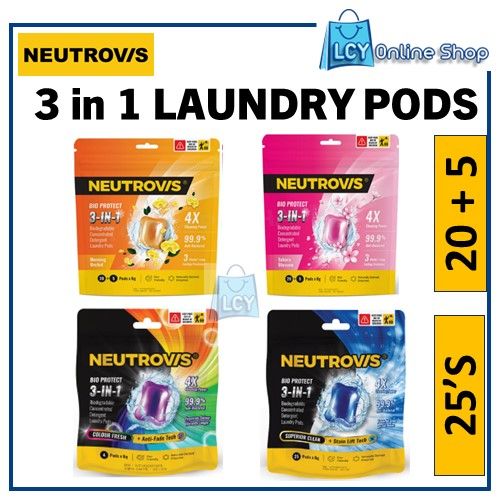 Neutrovis 3-IN-1 Biodegradable Concentrated Detergent Laundry Pods (8g ...