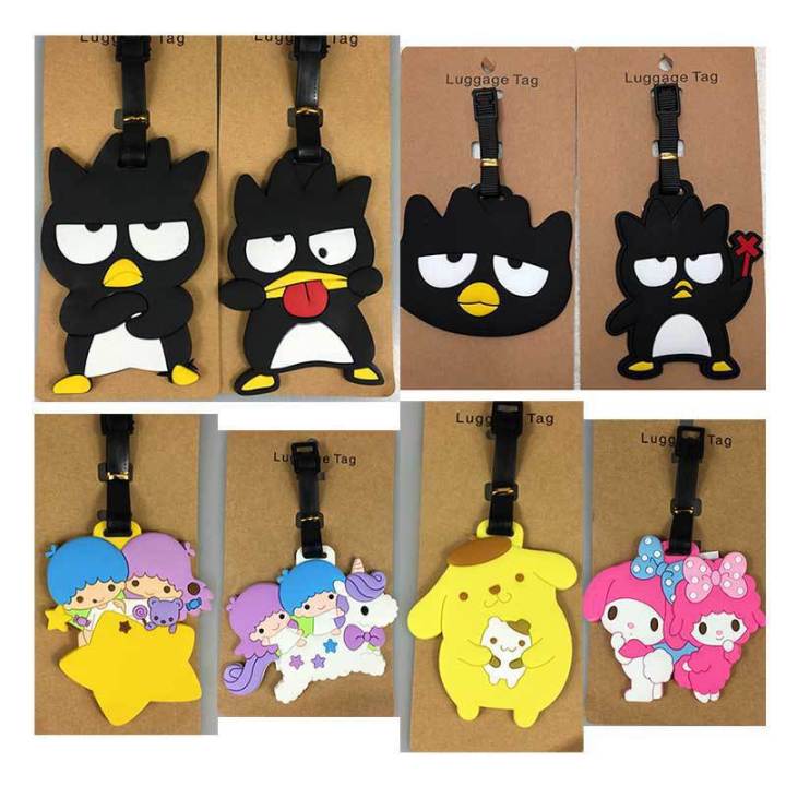 2PCS BADBADTZ-MARU Cartoon PVC Luggage Tags Pom Pom Purin Cinnamoroll ...