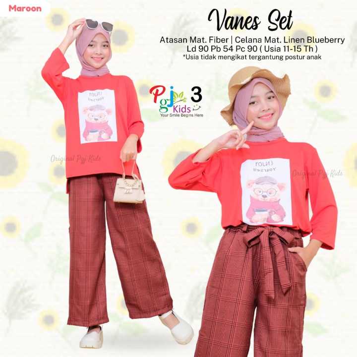 PGJ - VANES SETELAN ANAK REMAJA PEREMPUAN KEKINIAN SET KAOS FIBER MIX ...