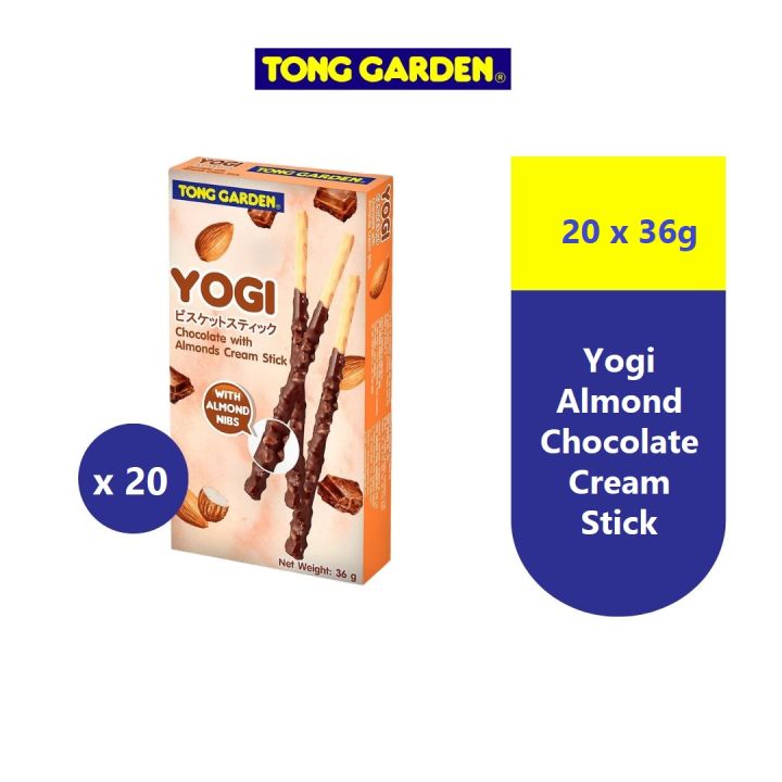 Tong Garden YOGI Chocolate with Almond Cream Stick 36g [Bundle of 20 ...