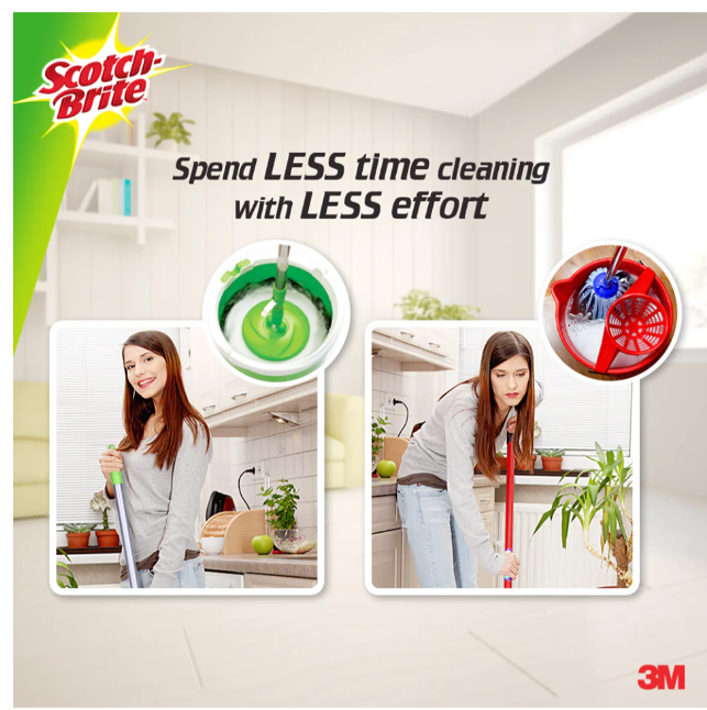 3M Scotch Brite Compact and Powerful Single Spin Mop Bucket Value Pack ...