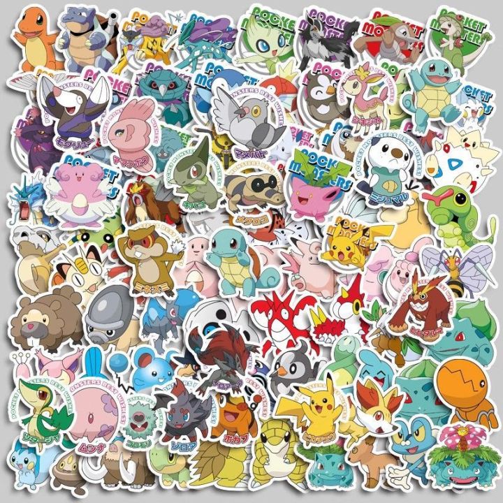 100 Pieces of Pokemon Ledger Stickers, Pikachu Xiaozhi Mobile Phone ...