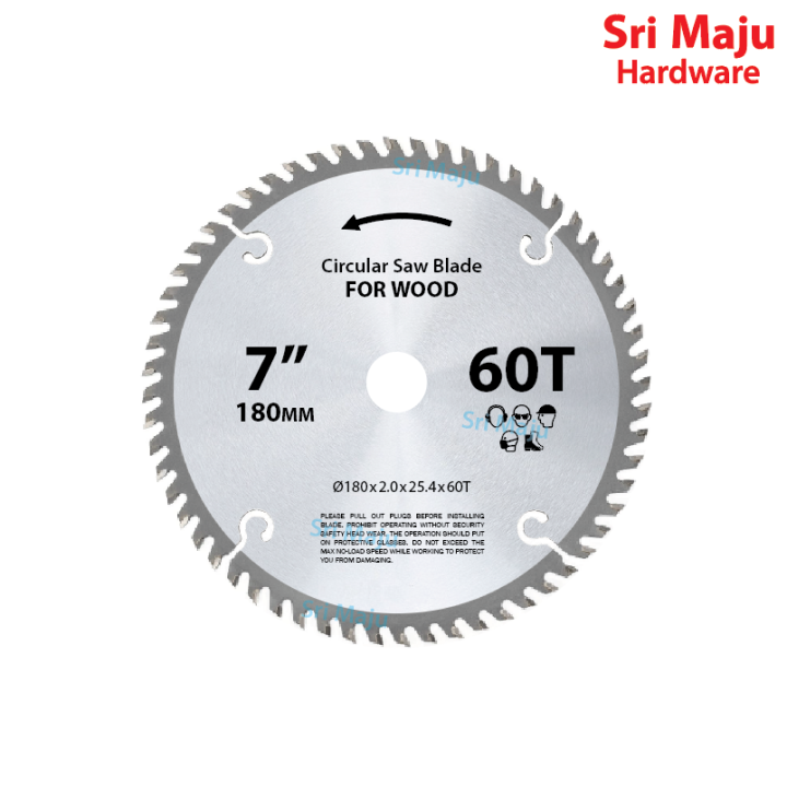 MAJU 7” x 60T Quality Wood Cutting Circular Saw Blade for Angle Grinder ...