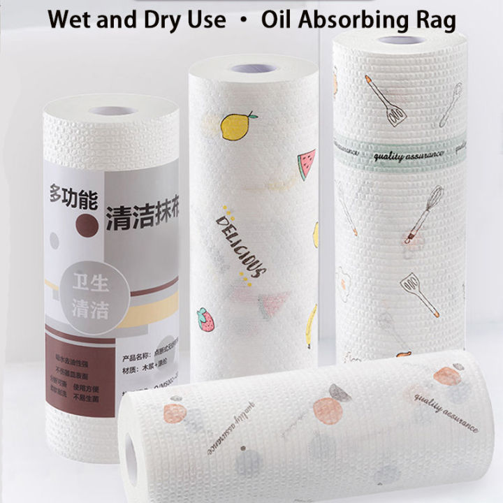 2 Rolls Disposable Cleaning Cloths Wipe Roll with Wall-Mounted Stand ...