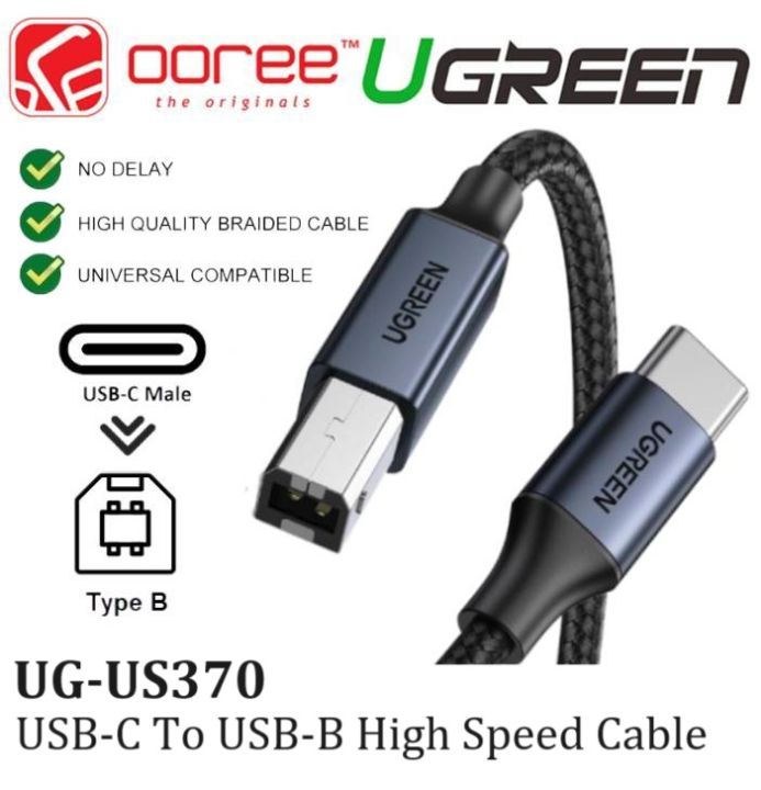 UGREEN UG-US370 CABLE USB-C TO USB-B PRINTER CABLE WITH 480MBPS / HIGH SPEED / USB 2.0- TYPE C ...
