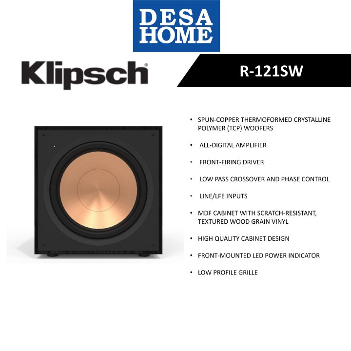 KLIPSCH R-121SW 400 WATTS 12" ACTIVE SUBWOOFER R121SW | Lazada