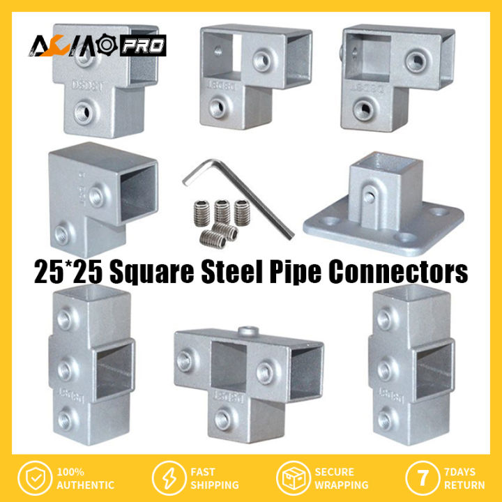 AumoPro 1PC 25x25mm Square Tube Aluminum Alloy Connector Galvanized ...