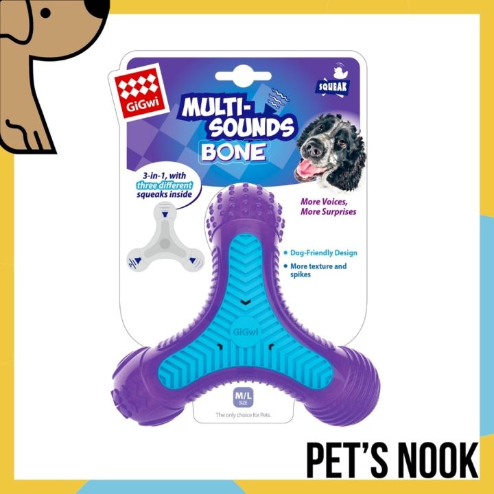 Multi-Sound Durable Chew Bone - Fetch and Play Bone Tough Dog Toy by ...