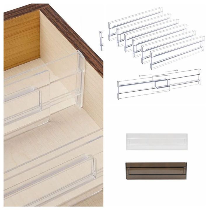 BBFB Trasparent Adjustable Drawer Dividers Easy Assemble High ...