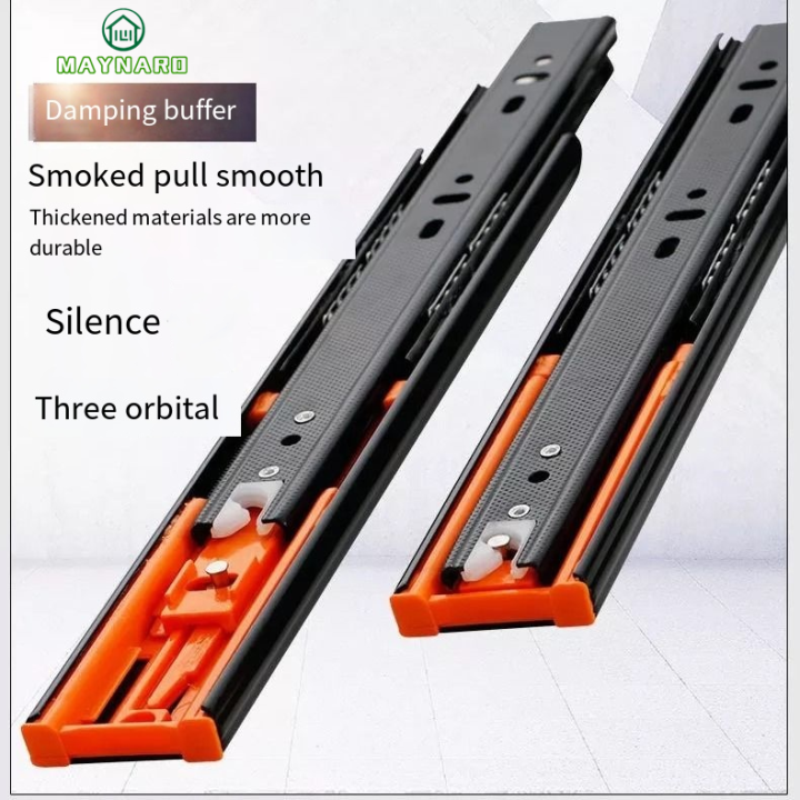 Drawer slide Silent Cabinet Track, Damping Buffer, Three-Section Guide ...