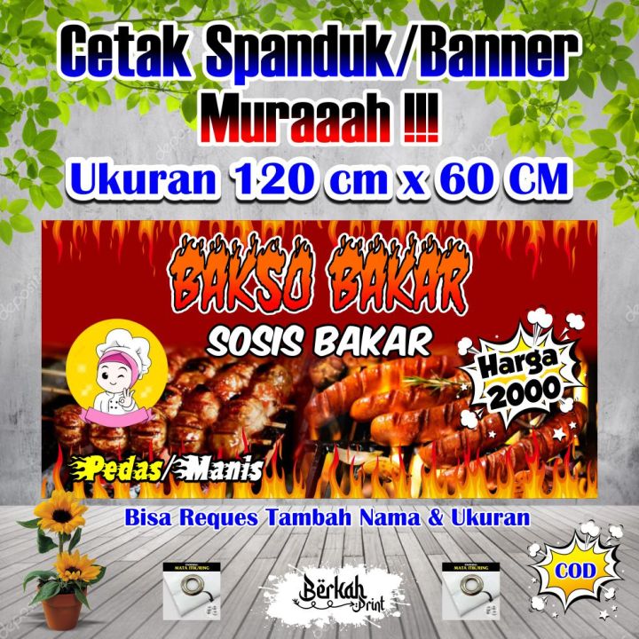 Spanduk Banner Sosis Bakar & Bakso Bakar Ukuran 120 cm x 60 cm | Lazada ...