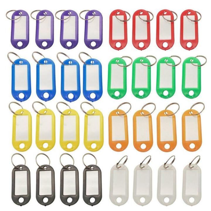32x Multi-colors Plastic Key Fob ID Tags Luggage ID Labels with Split ...