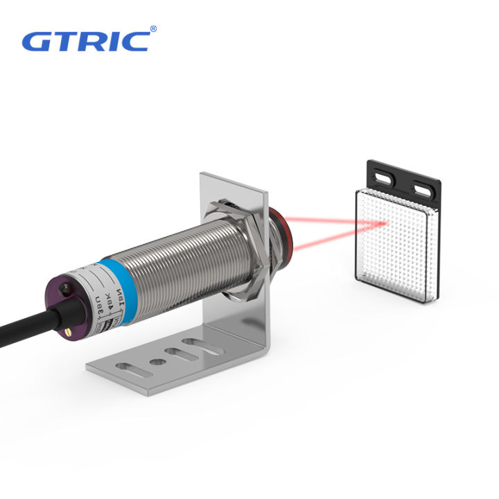 GTRIC Photoelectric Sensor R-reflective M18 Series 10-30V NPN PNP Visible Spot 2mm Sensing ...