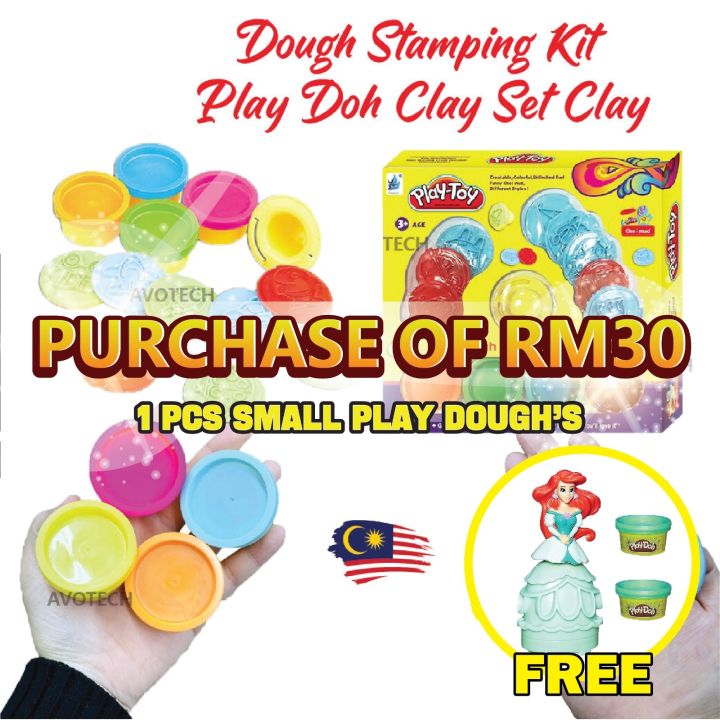 Awotech Dough Stamping Kit Play Doh Clay Set Clay Play Dough Toys Tanah ...