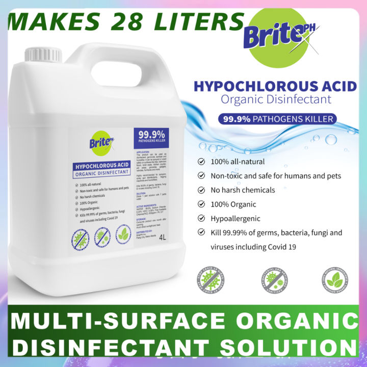 BritePH Hypochlorous Acid Multi-surface Disinfectant (28Liters Yield ...
