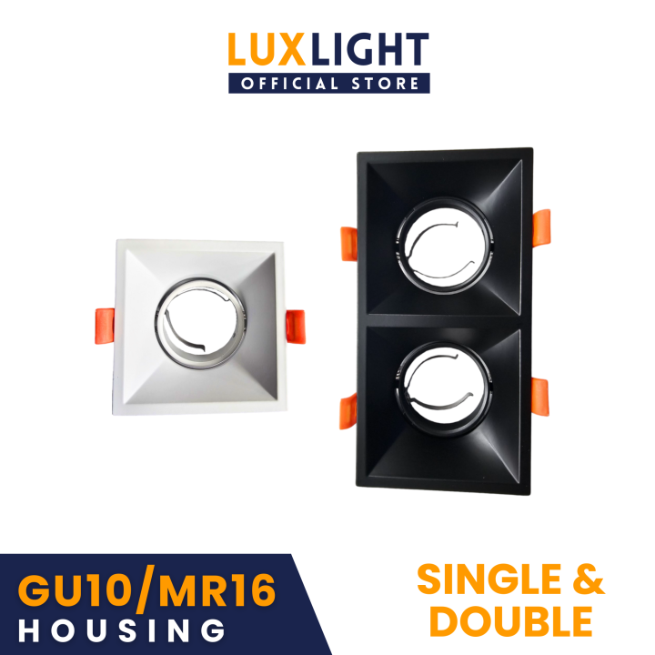 Luxlight GU10 and MR16 White and Black Square Casing Housing Fixture ...