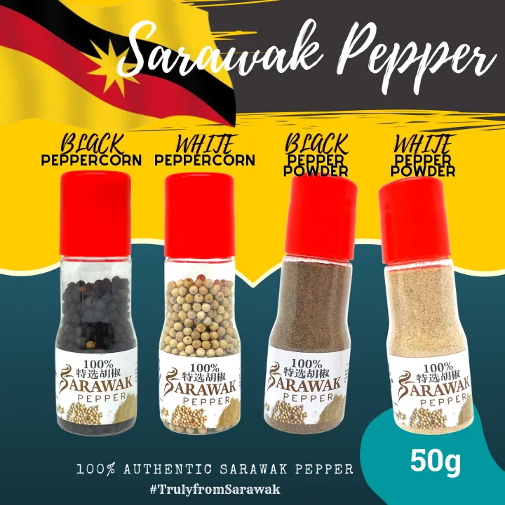 50g 100% PURE Grade A Sarawak Pepper White Pepper Black Pepper Powder ...