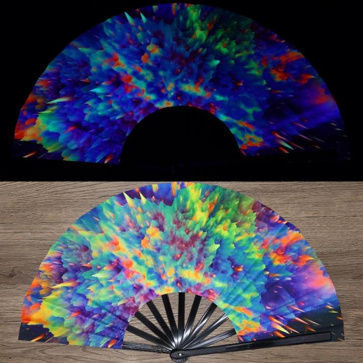 [Habilulu] Kung Fu Fan UV Ink Printing Fluorescent Effect Cloth Fan ...