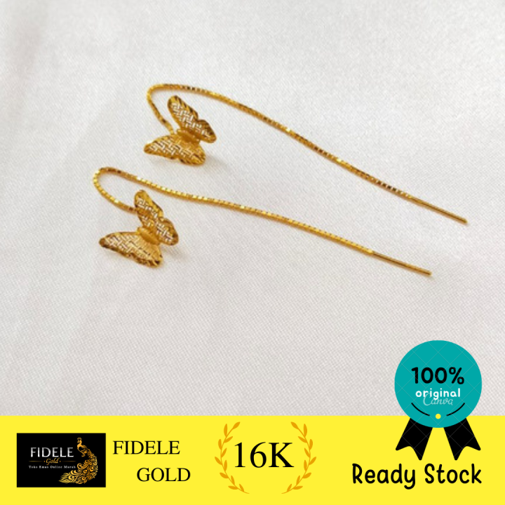 Anting Kendari UBS kupu butterfly anting tlusup emas 70% | Lazada Indonesia