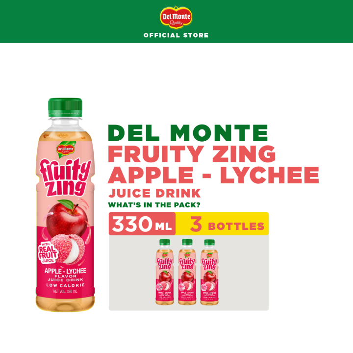 DEL MONTE Fruity Zing Apple-Lychee Flavor Juice Drink 330ml x 3 | Lazada PH