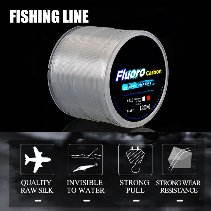 120M 100% Fluorocarbon Fishing Line Invisible Japanese Fiber Coating ...