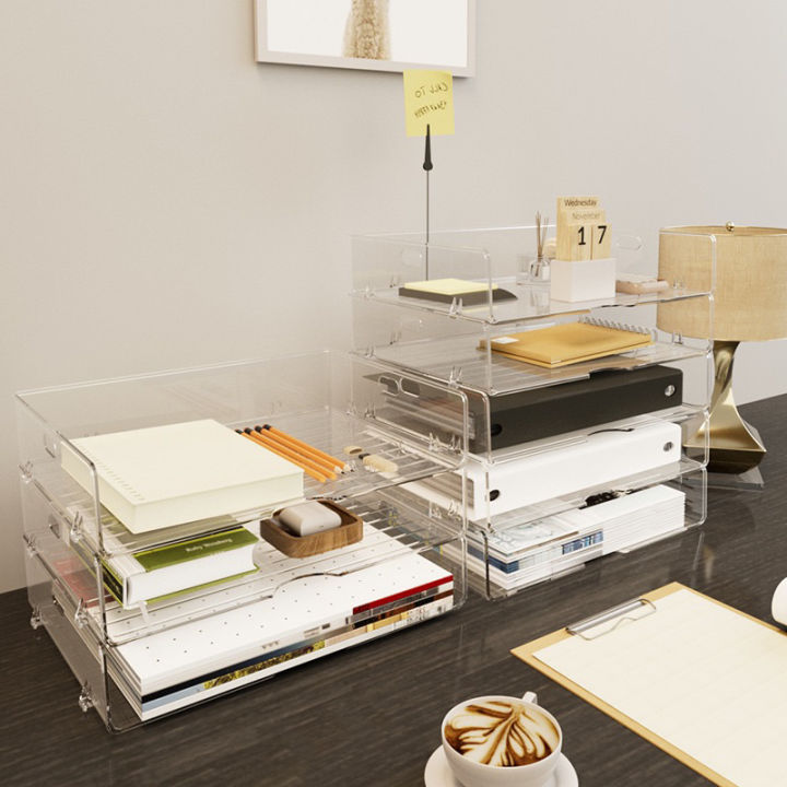 Acrylic U-shaped Stackable Desk Organizer File Bond Paper Rack ...