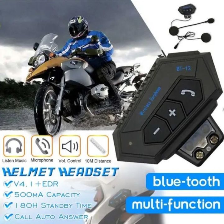 Intercom Helm Bluetooth Waterproof BT-12 Headset Helm Bluetooth - SLN ...