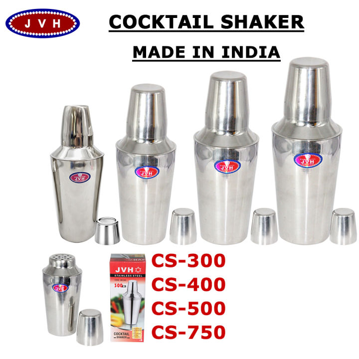 JVH STAINLESS STEEL COCKTAIL SHAKER WITH JIGGER AND BAR SETS MADE IN ...