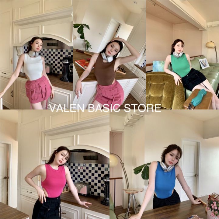 พร้อมส่ง 🎀🌈 เสื้อกล้ามไหมพรม เว้าช่วงเอว VALEN BASIC STORE | Lazada.co.th
