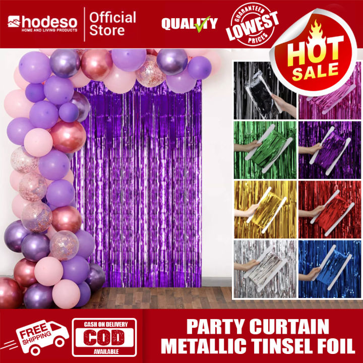 Hodeso Foil Curtain Backdrop Decoration 2 Meters Rain Silk Metallic ...