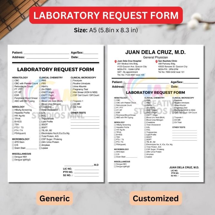 RX Laboratory Request Pad, A5 size | Doctor's Pad | 50-100 leaves | Lab Request Form | Lazada PH