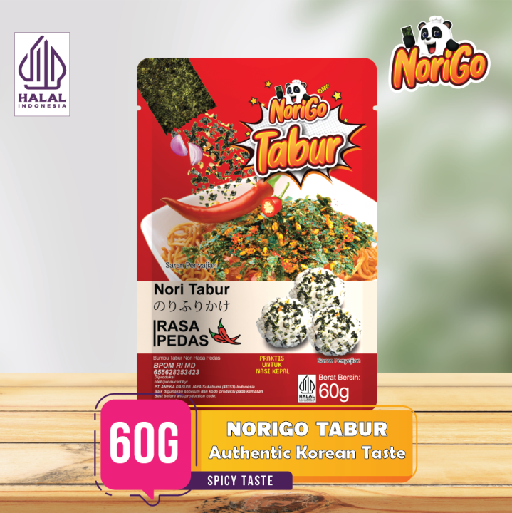 [Halal] Norigo Nori Tabur Roasted Seaweed - Spicy Flavor - 60g | Lazada