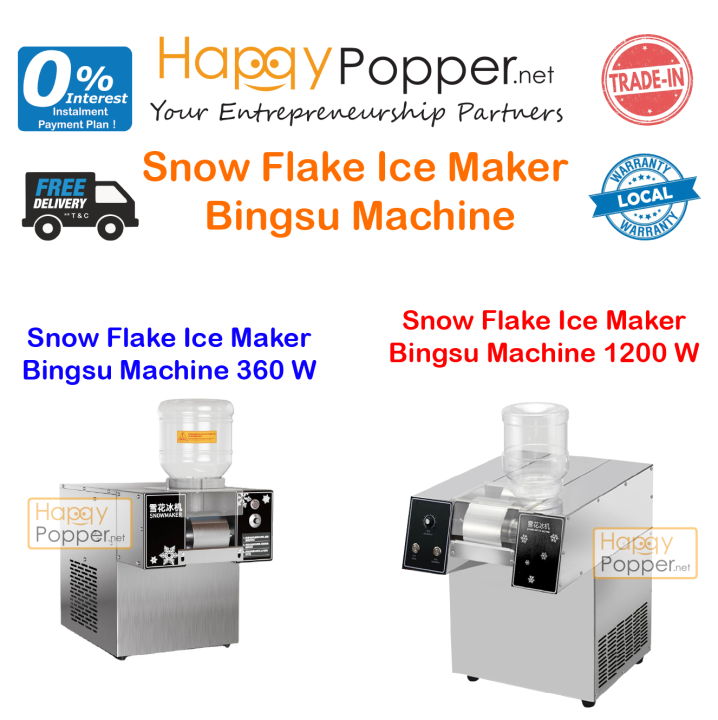 HAPPYPOPPER Commercial Bingsu Machine Maker Electric Snow Flake Ice Maker 360W 1200W Stainless ...