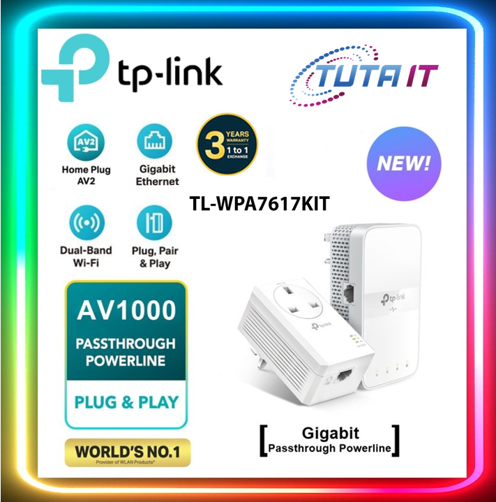 TP-Link TL-WPA7617 KIT AV1000 Gigabit Passthrough Powerline ac Wi-Fi Kit | Lazada