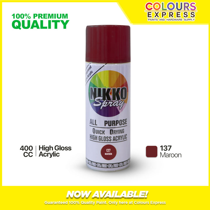 Nikko Spray Paint 137 Maroon All Purpose Quick Drying High Gloss ...