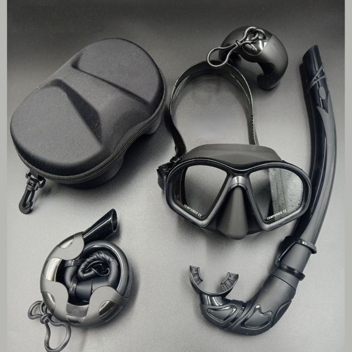 DiveShark Low Volume Tempered Glass Freedive Mask J-type Eva box Diving ...