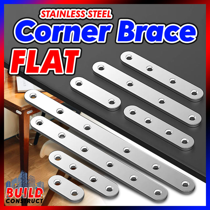 Stainless Steel Flat Straight Brace Brackets Fixing Connector Joint ...