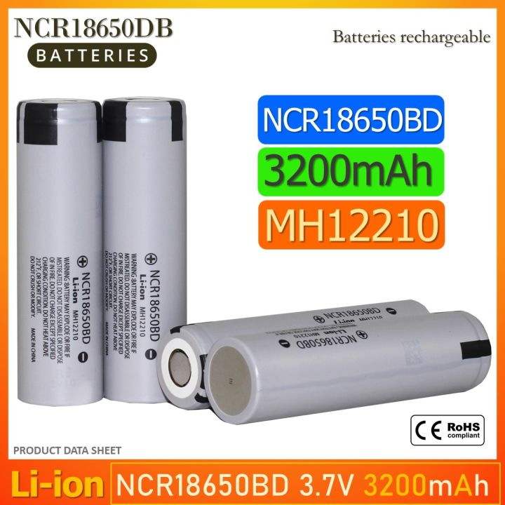 ถ่านชาร์จ NCR18650BD 3.7v 3200mAh Li-ion MH12210 หัวแบน สีเทา | Lazada ...