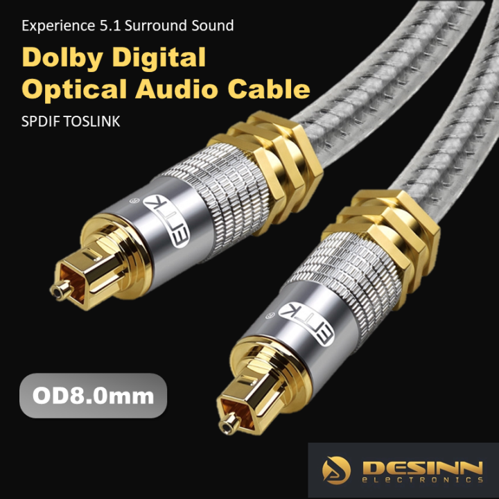 SPDIF Premium Quality Digital Optical OD8.0 Toslink Cable 2M Soundbar ...